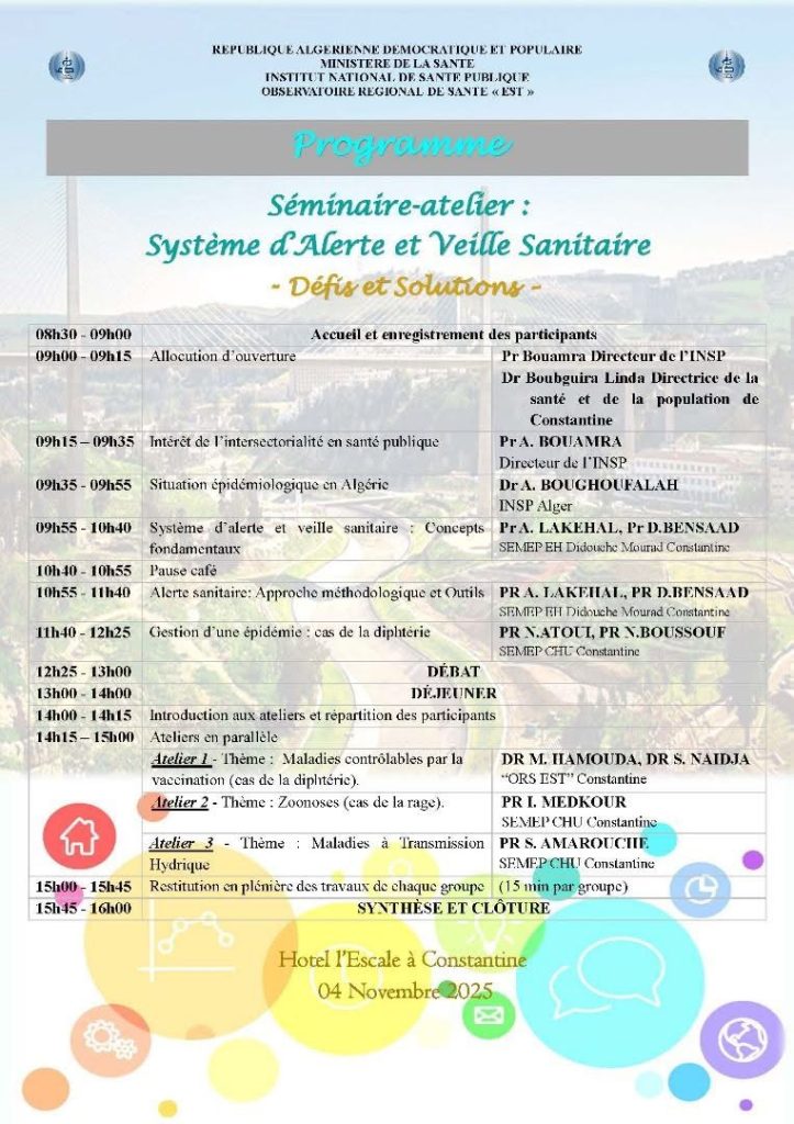 Constantine accueillera un séminaire sur le système d’alerte et de ...
